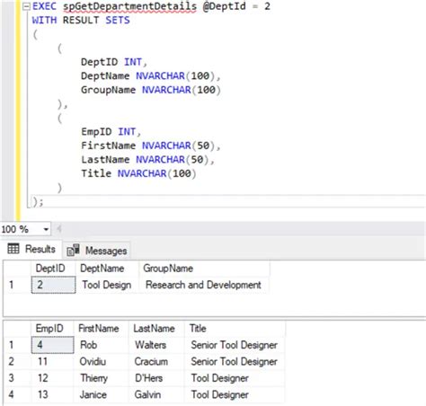 Ways To Return Result Sets With Sql Server Stored Procedures