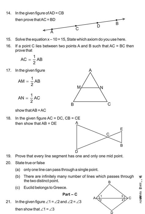 Class 9 Math Introduction To Euclids Geometry Notes Important Questions And Practice Paper