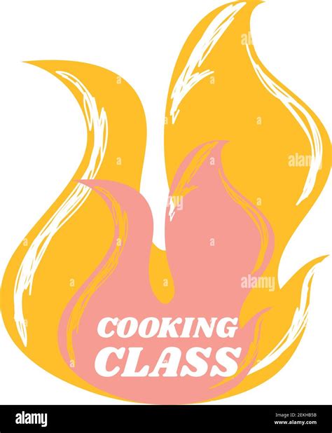 Cooking Class Flame Fire On White Background Vector Illustration Stock