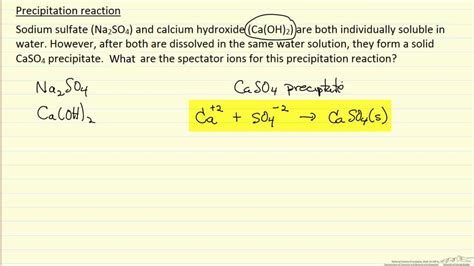 Precipitation Reaction Equations