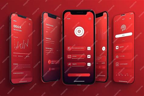 Premium Photo Icon With Mobile Ui And Ux Design On Red Background For Web Design App Interface