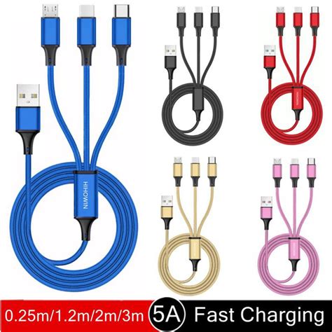 5a Fast Charger Cable Universal 3 In 1 Multi Usb Charging Cable Adapter