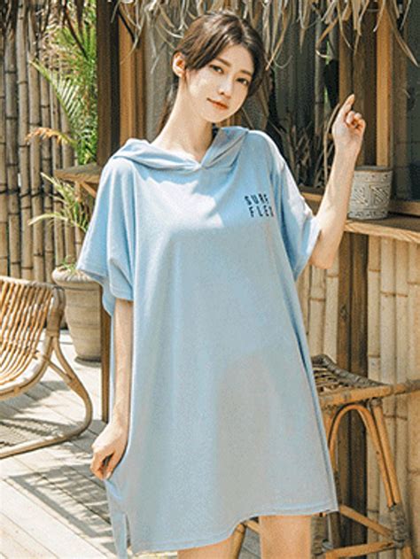 판초타올 남자 여자 공용 오버핏 후드 가운 비치웨어 타월 Te508