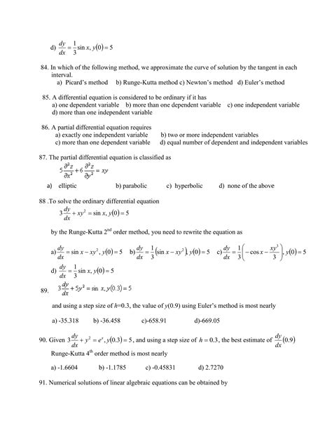 multiple choice questions numerical methods pdf