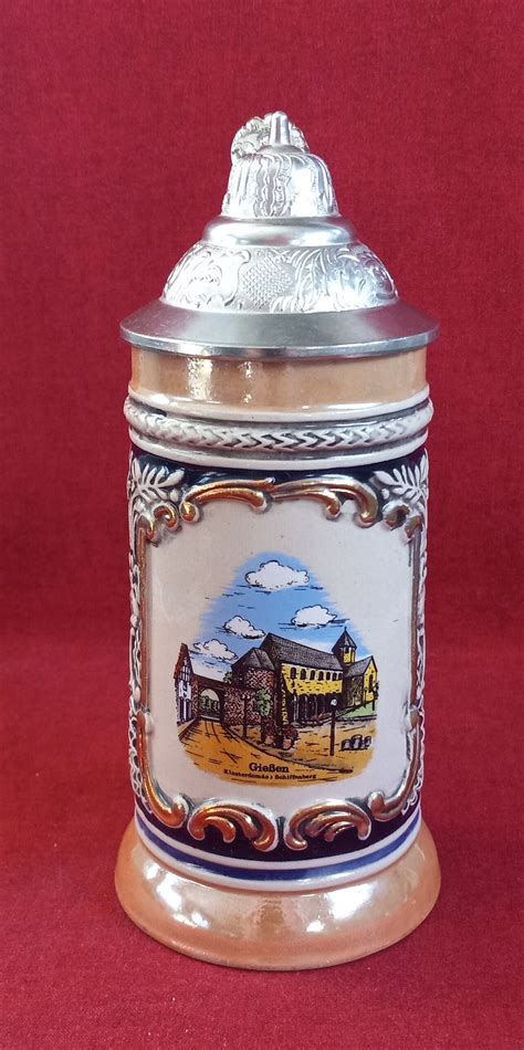 Gerz Beer Stein Made In West Germany Featuring The Town Of Gieben Etsy
