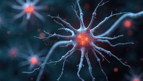Illustration Shows Nerve Cell Neuron Sending Electric Signals In Brain For Neural Activity