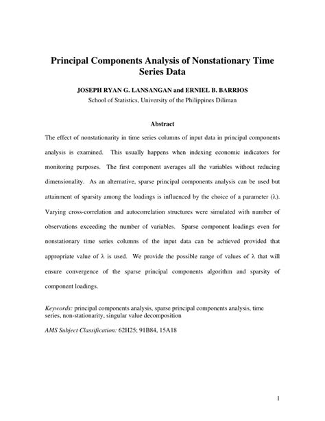 Pdf Principal Components Analysis Of Nonstationary Time Series Data