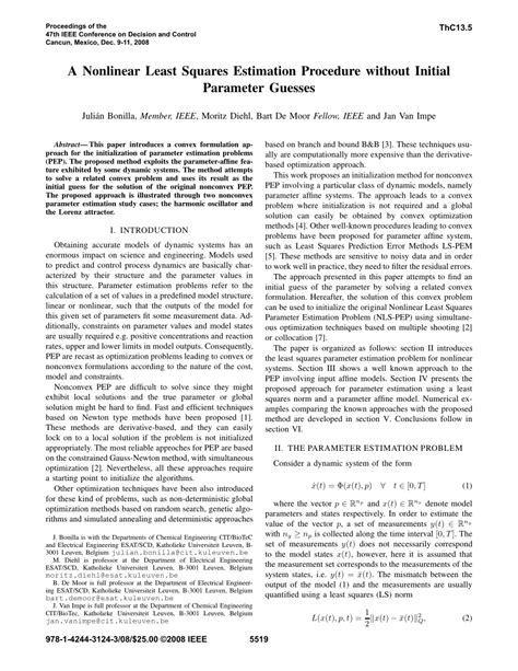 Pdf A Nonlinear Least Squares Estimation Procedure Without Initial