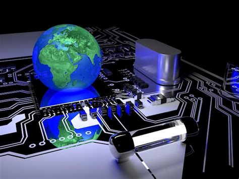 Premium Photo Illuminated Globe On Computer Equipment