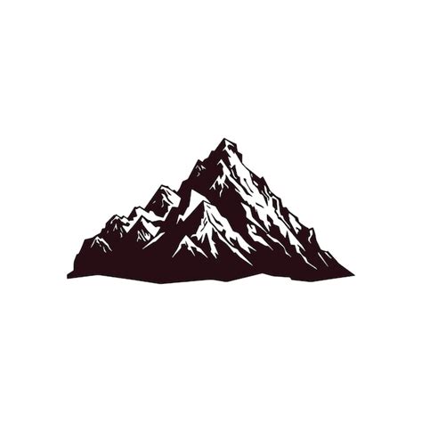 색 배경 터 일러스트레이션에 고립된 산의 풍경 실루 프리미엄 Ai 생성 벡터