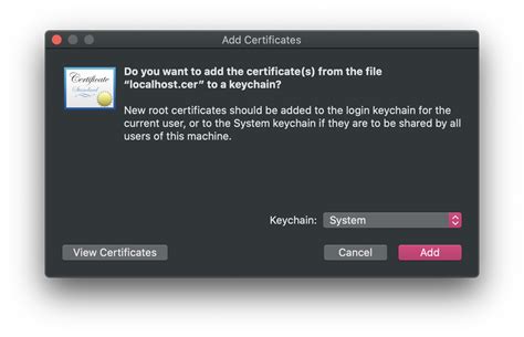 how to install a local ssl certificate in macos