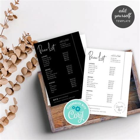 Edit Yourself Pricing Sheet DIY Pricing Flyer Template Etsy