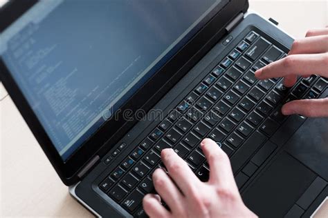 Programmer Courses Typing Code Laptop Software Stock Image Image Of