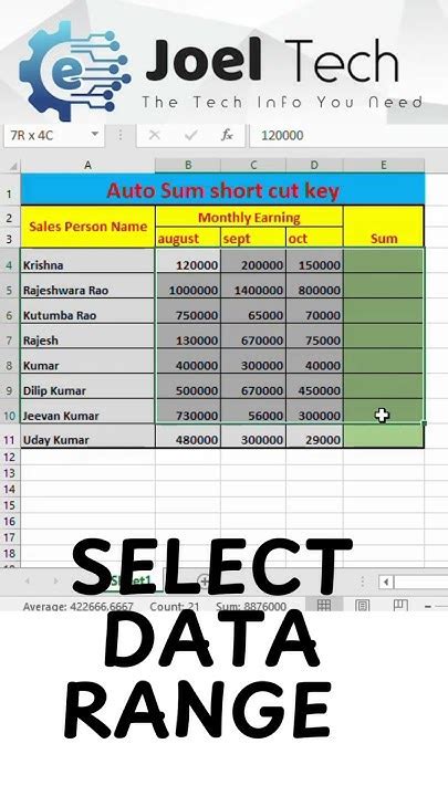 Master The Autosum Shortcut In Excel Save Time With This Quick Formula Tip Excel Tips