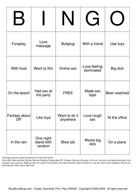 Sex Bingo Cards To Download Print And Customize