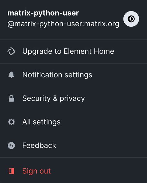 User Settings Matrixpython
