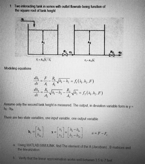 solved two interacting tank in series with outlet flowrate