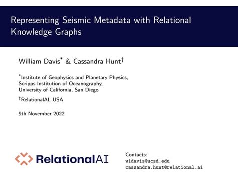 Representing Seismic Metadata With Relational Knowledge Graphs Pdf Databases Computer