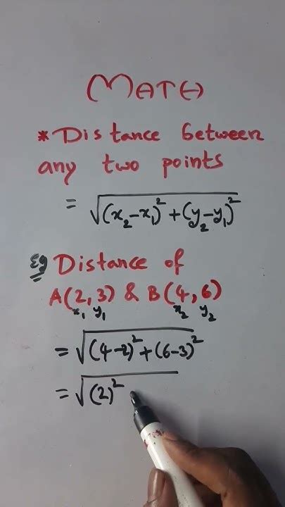 Distance Of Any 2 Points Formulamathshorts Easy Mathshorts