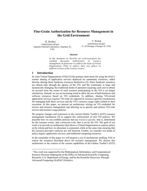 pdf fine grain authorization for resource management in the grid