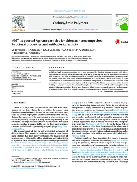 Pdf Mmt Supported Ag Nanoparticles For Chitosan Nanocomposites