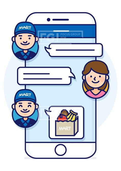 Ill175 프리진 일러스트 모바일 사람 인물 캐릭터 웃음 미소 행복 소셜 Sns 톡 네트워크 소통 얼굴 상반신 스마트폰 말풍선 채팅