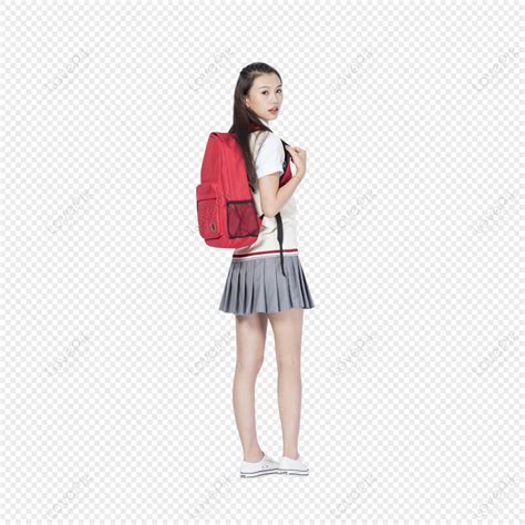 Female Student With A Backpack Female Backpacker Material Study Png