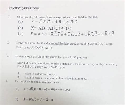 Solved REVIEW QUESTIONS Minimize The Following Boolean Chegg