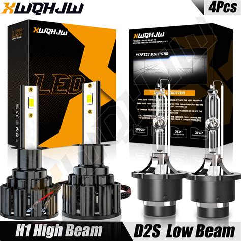 H1 D2S/D2R LED HID Headlights Hi/Low Beam Bulbs Kit For Acura TSX 2004 - 2008 Pack of 4 ...