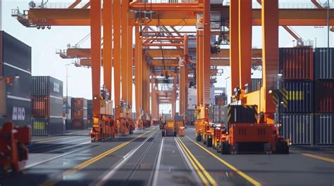 Premium Photo Smart Shipping Containers Being Autonomously Sorted At A Bustling Port Using