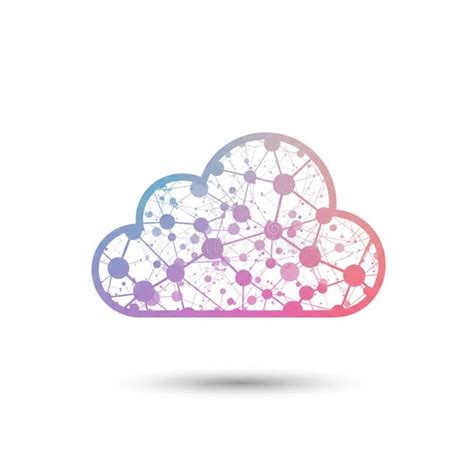 Cloud Shaped Graphic With A Network Of Interconnected Nodes And Lines Symbolizing Stock