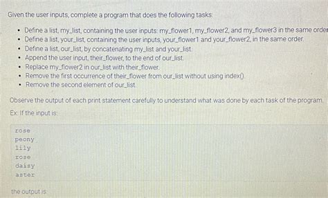 Solved Given The User Inputs Complete A Program That Does The