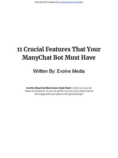 11 crucial features that your manychat bot must have cheat sheet pdf