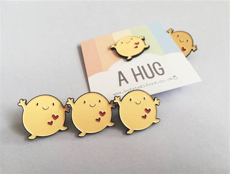 A Hug Enamel Pin Cute Happy Blob Positive Enamel Brooch Etsy Uk