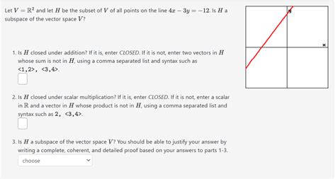 Solved Let V R And Let H Be The Subset Of V Of All Points Chegg