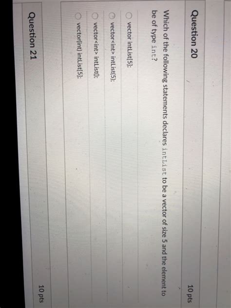 solved question 20 10 pts which of the following statements