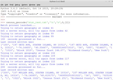 python geocoding take 2 us addresses at these coordinates