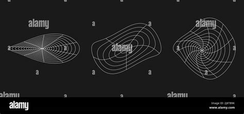 Cyber Distorted Grid Retro Punk Design Element Wireframe Wave