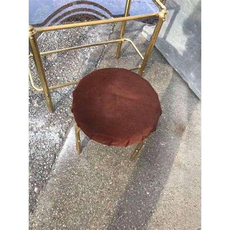 Vintage Brass Dressing Table And Stool 1950s Set Of 2 Chairish