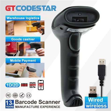 Gtcodestar Handheld 1d 2d Barcode Scanner Wired Wireless Laser Bar Qr Code Reader Scanners For