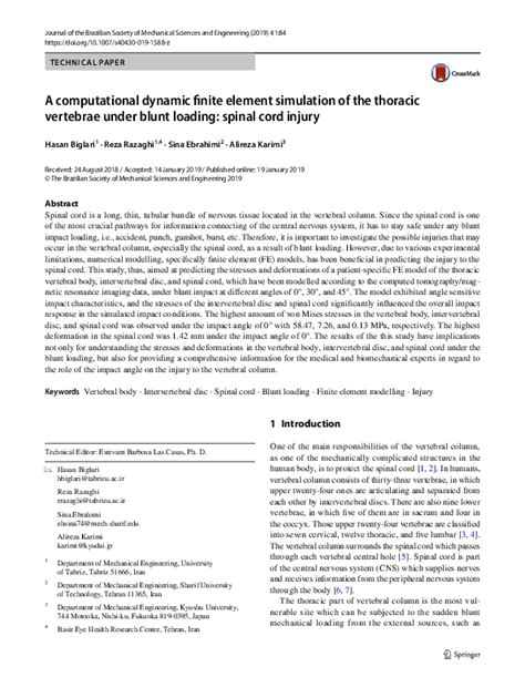 Pdf A Computational Dynamic Finite Element Simulation Of The Thoracic