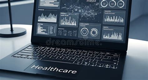 Open Laptop Displaying Healthcare Data Analytics On Screen Visuals
