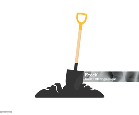 삽이 흙 더미에 갇혔습니다 원예 건설 도구 삽과 마른 갈색 지구 파기의 개념 삽을 사용하여 지상 벡터 디자인과 그림을 파다 건설
