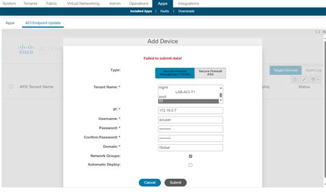 Solved Can Not Add Device In Aci Endpoint Update App Cisco Community