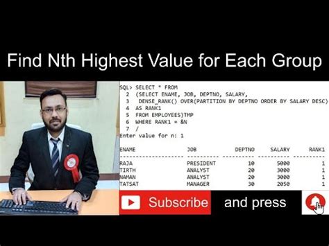 SQL Find Nth Highest Value For Each Group Using RANK DENSE RANK YouTube