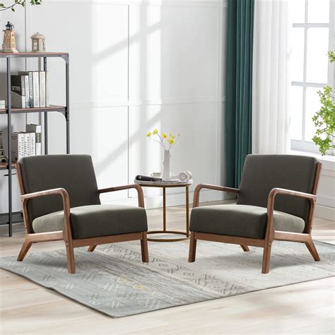 Upholstered Mid Century Modern Accent Chairs Set Of 2 Drew And Jonathan