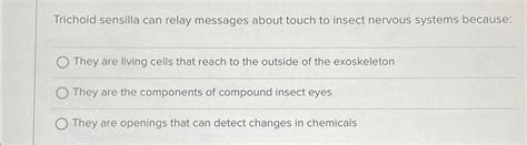Solved Trichoid Sensilla Can Relay Messages About Touch To