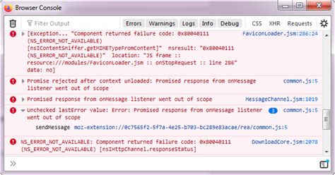 Javascript Unchecked Lasterror Value Error Promised Response From
