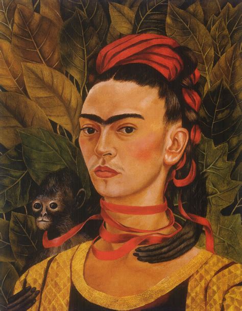 Self Portrait With Necklace Of Thorns 1940 By Frida Kahlo Artchive