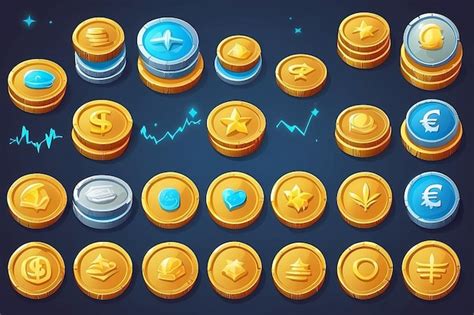 Premium Photo | Modern vector illustration Icons coins for the game interface Set of cartoon ...